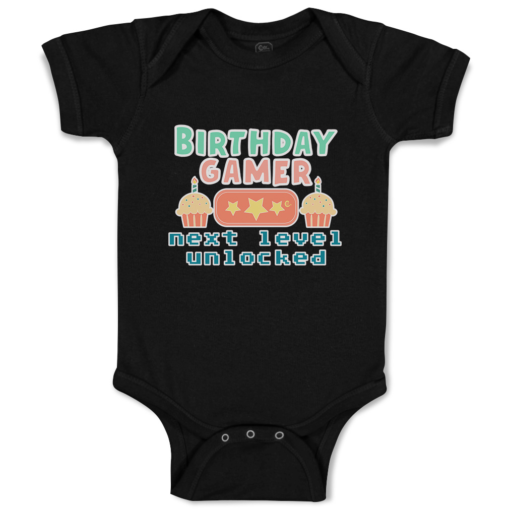 Baby Bodysuit Birthday Gamer Next Level Unlocked Cotton Boy & Girl Baby ...