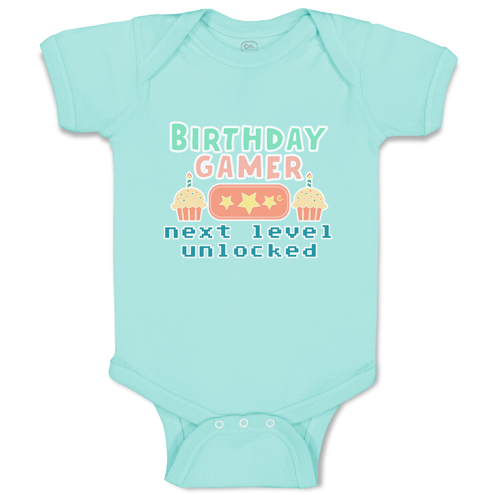 Baby Bodysuit Birthday Gamer Next Level Unlocked Cotton Boy & Girl Baby ...