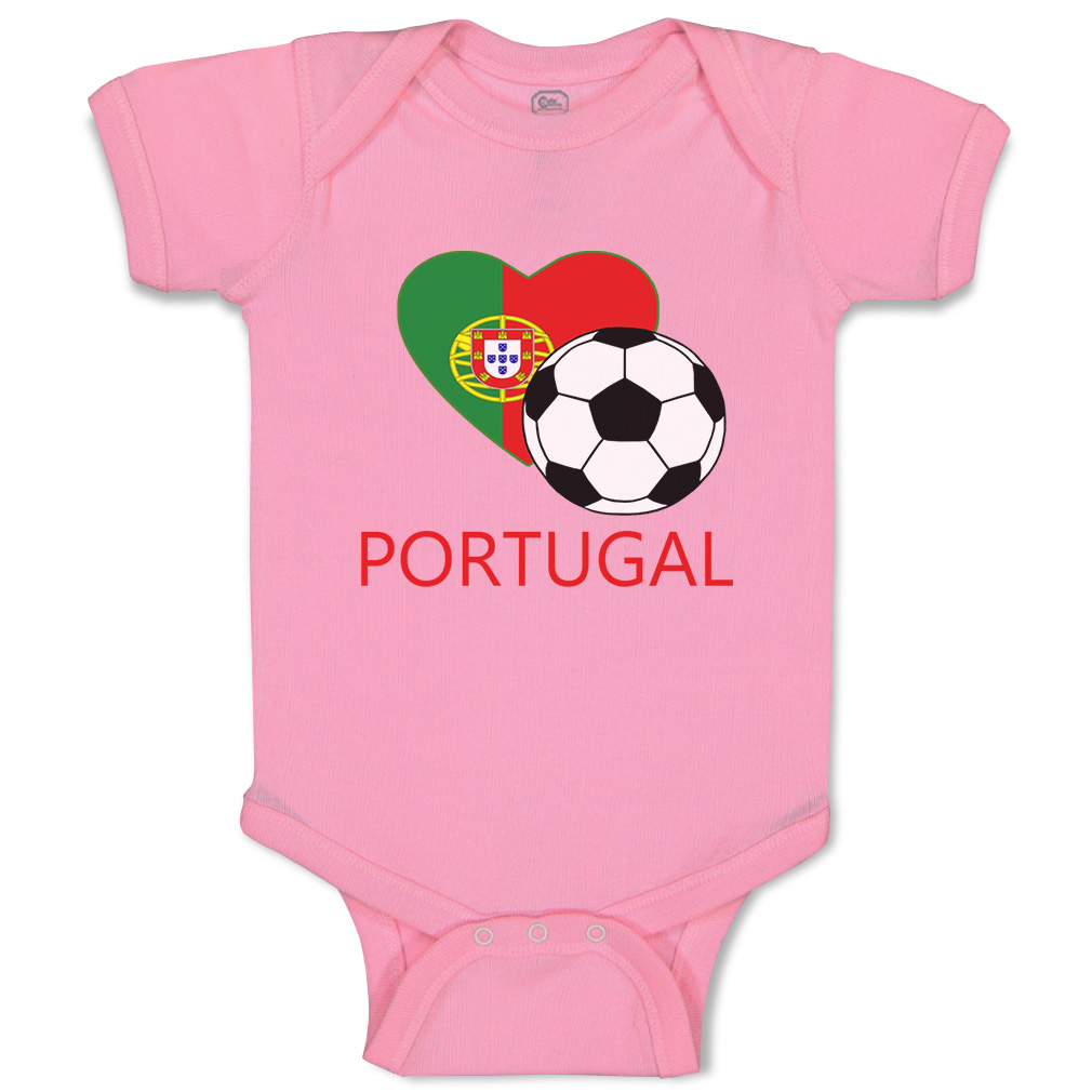 Baby Bodysuit Baby Bodysuit Love Soccer Heart Portugal Style 2 Cotton ...