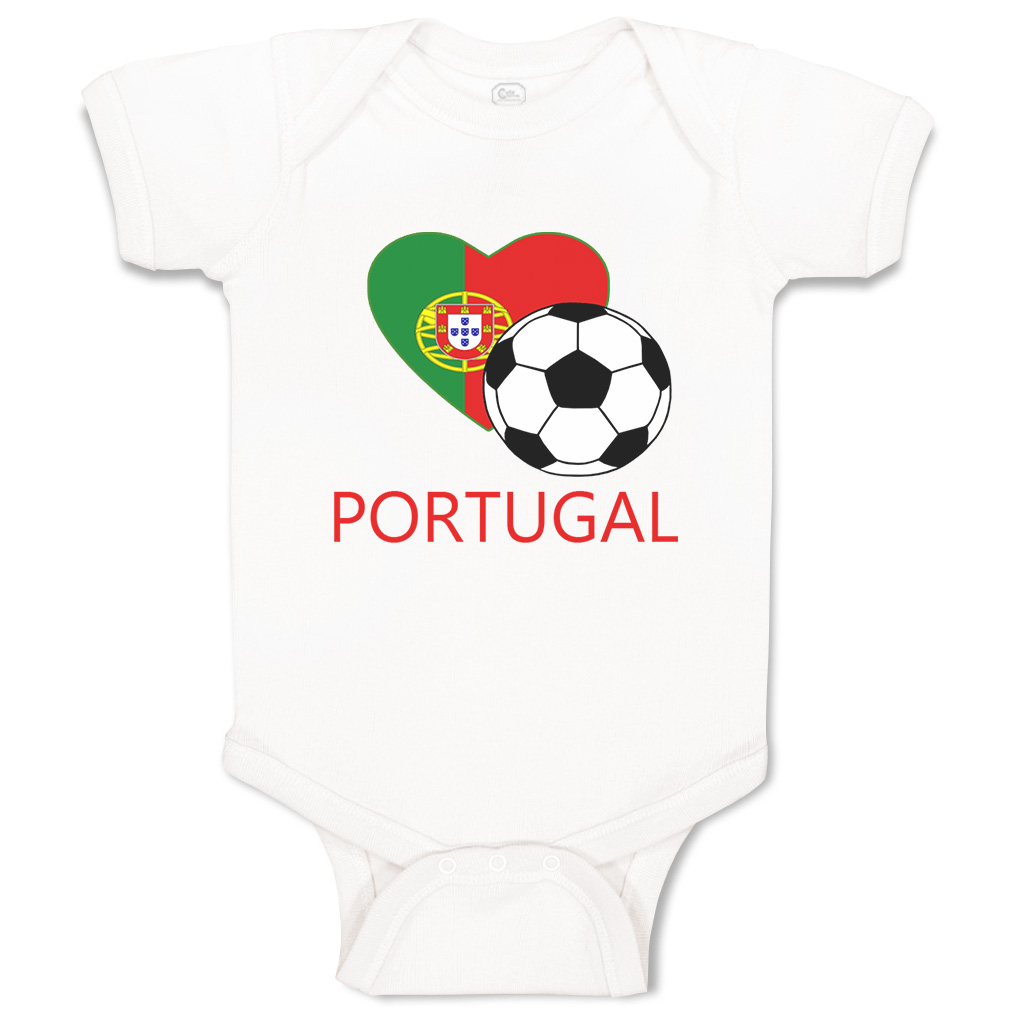 Baby Bodysuit Baby Bodysuit Love Soccer Heart Portugal Style 2 Cotton ...
